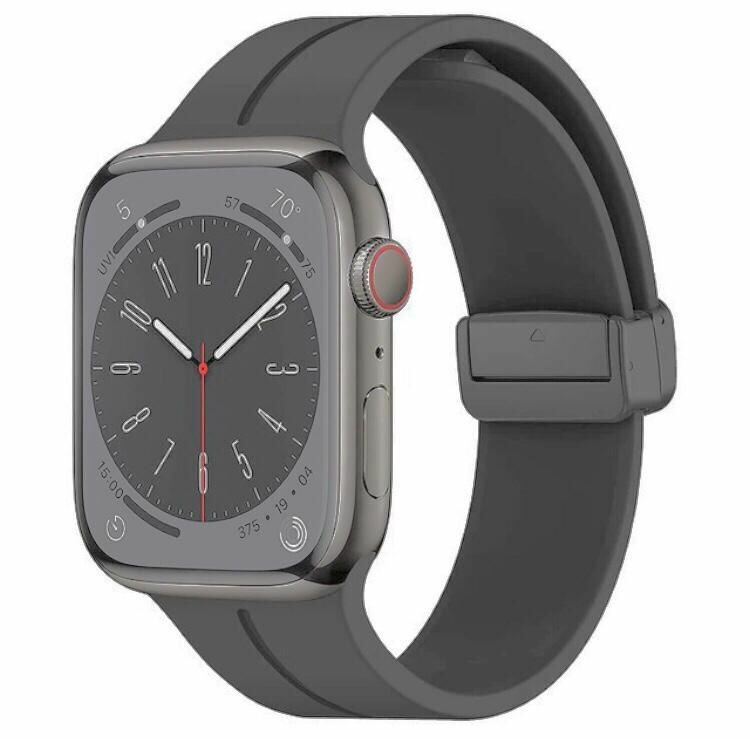 Ремешок для Apple Watch 38 /40 /41/42 мм Серия 10 и 11, силиконовый с магнитной застежкой, темно-серый