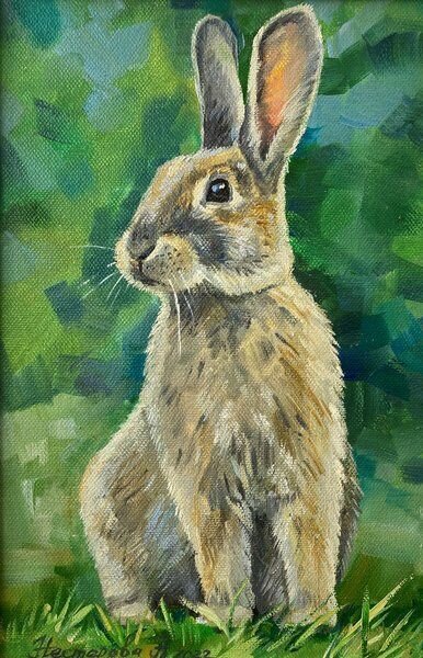 ART-Salon at Oktyabrskaya картина "Год кролика" - 1, 30х20 см, холст, масло, авторская работа;
