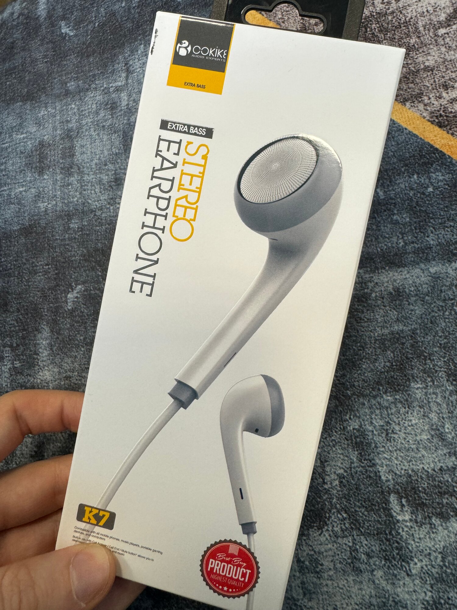 Проводные наушники капельки с микрофоном Cokike K7 (116 Дцб / 130см / 32 Ом) разъем 3.5мм для старых телефонов, магнитолы, радио, MP3-плеера, VR-оч.