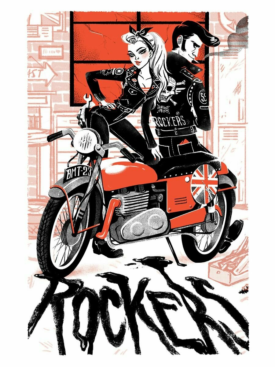 Постер "Пара на мотоцикле"