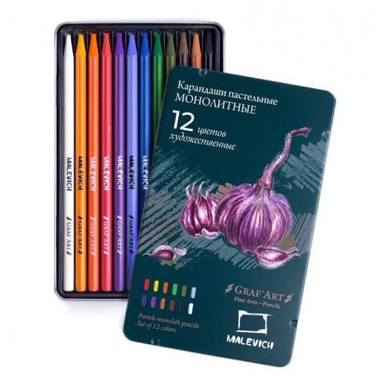 Набор пастельных карандашей Малевичъ монолитов GrafArt, 12 цветов