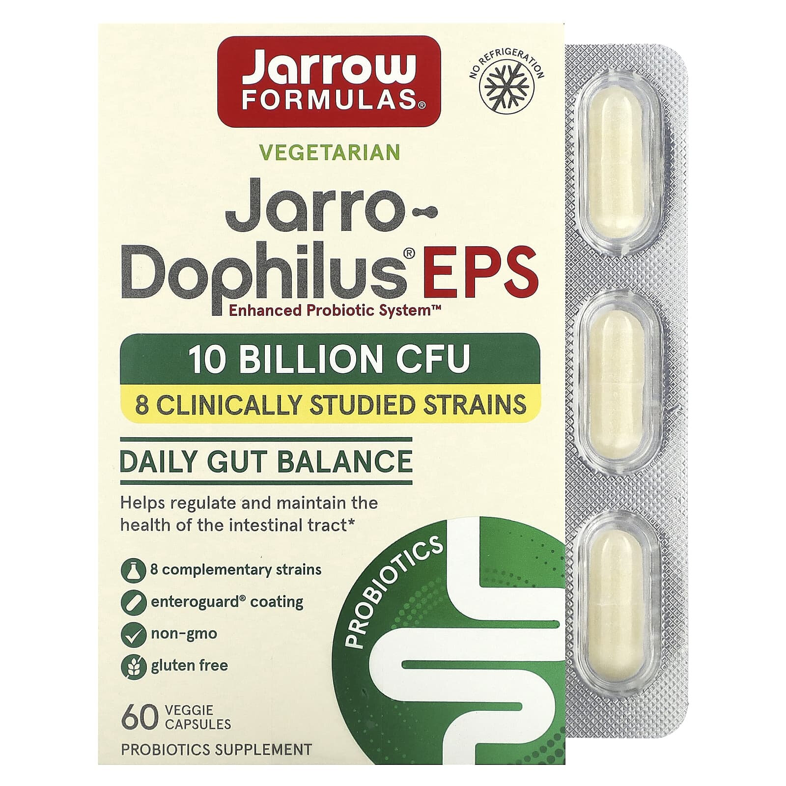 Jarrow Formulas Jarro-Dophilus EPS вег. капс, 10 млрд КОЕ, 100 г, 60 шт.
