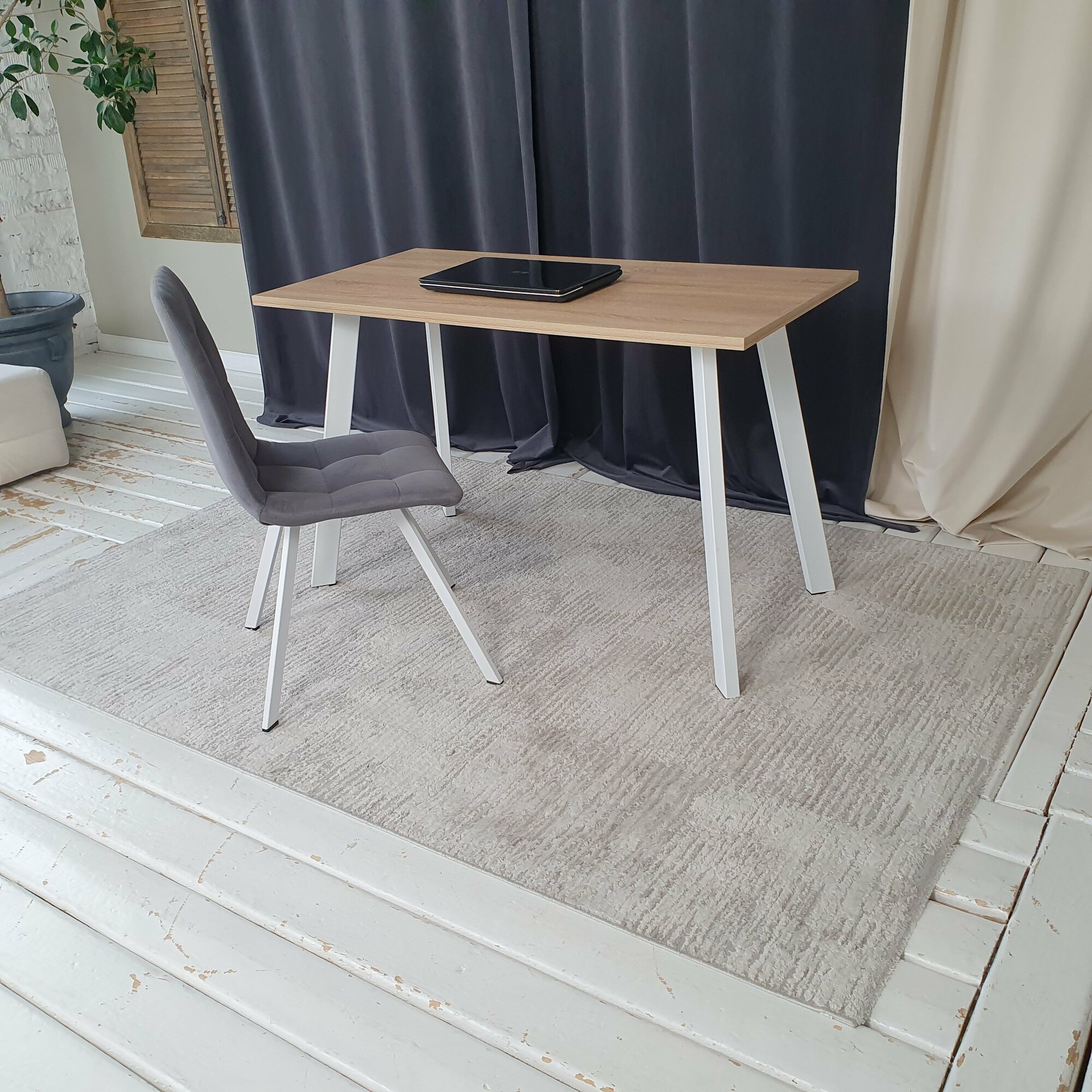 Игровой стол Ник Дуб 120*60 см. Белые ножки