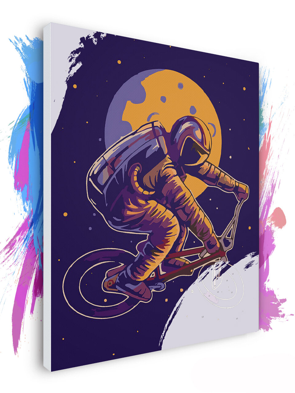 Картина по номерам на холсте Космонавт на BMX 2, 40 х 60 см