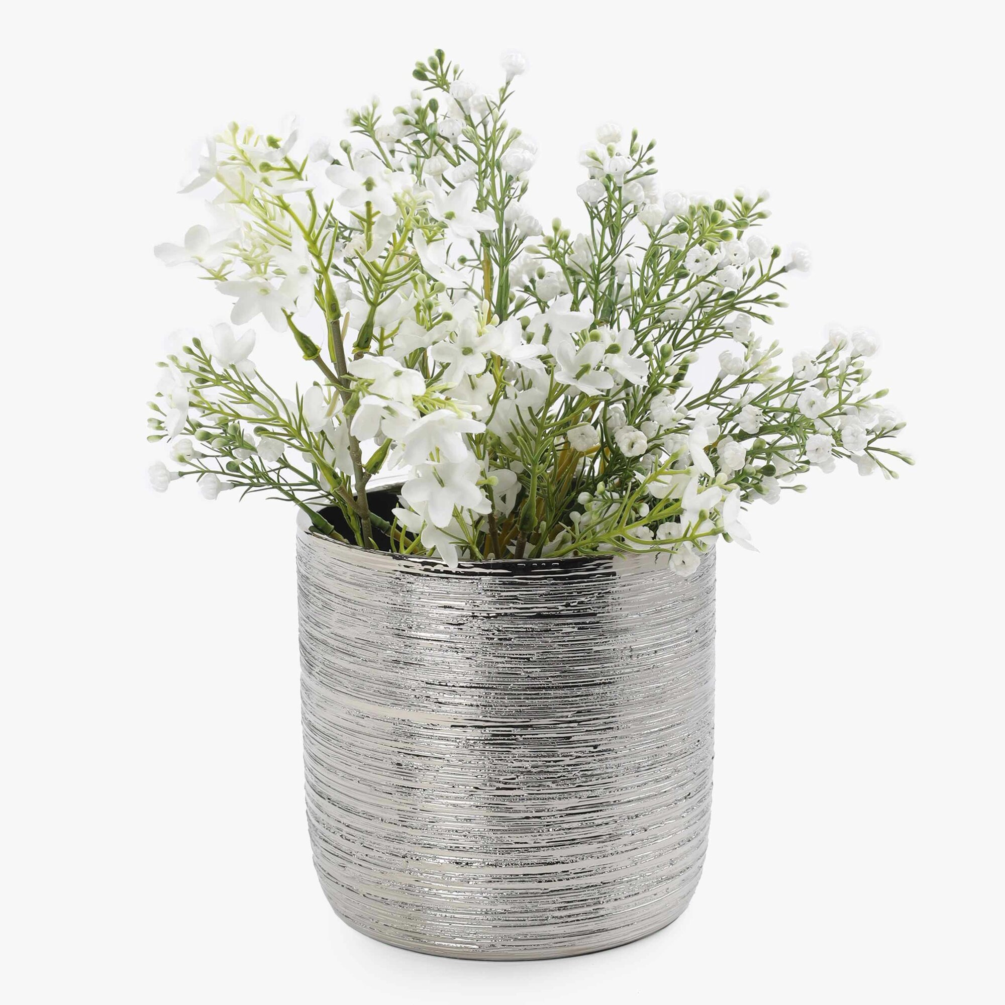 Кашпо, 18х18 см, керамика, серебристое, Galore, Kuchenland