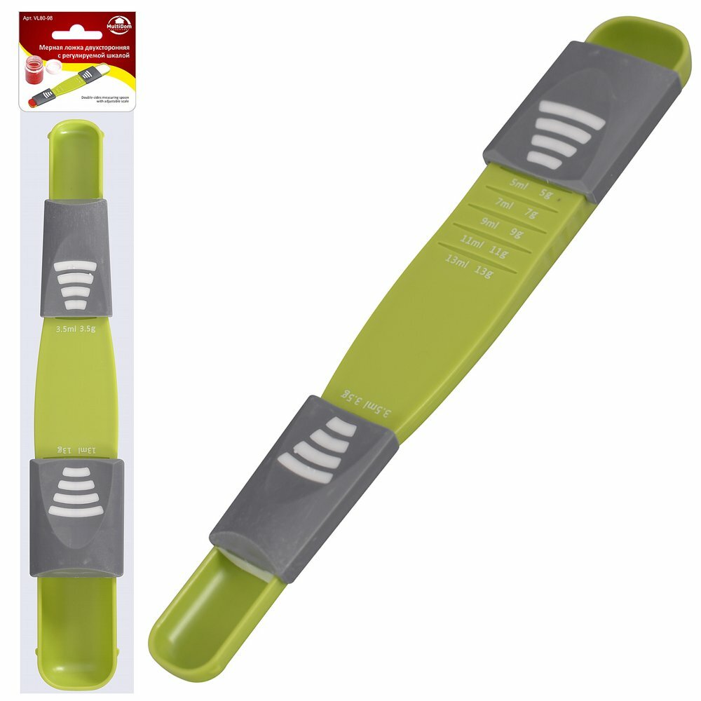 Мерная ложка двухсторонняя с регулируемой шкалой, длина 22 см