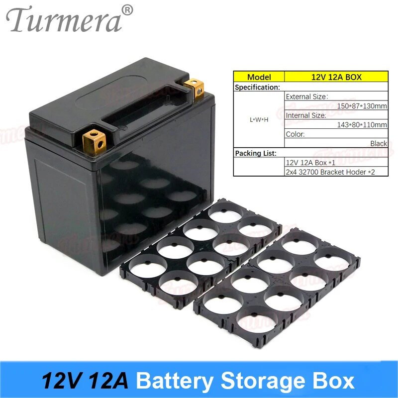 Ящик для хранения батарей Turmera 12В 32700 Lifepo4 Black Box Bracket