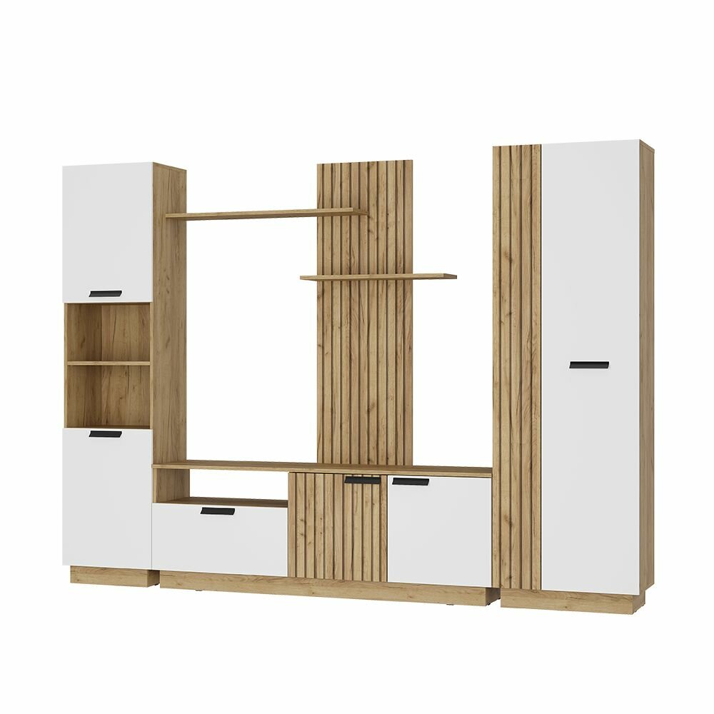 Гостиная BTS "Мишель", ЛДСП, белый/коричневый, 260x188x35,4 см