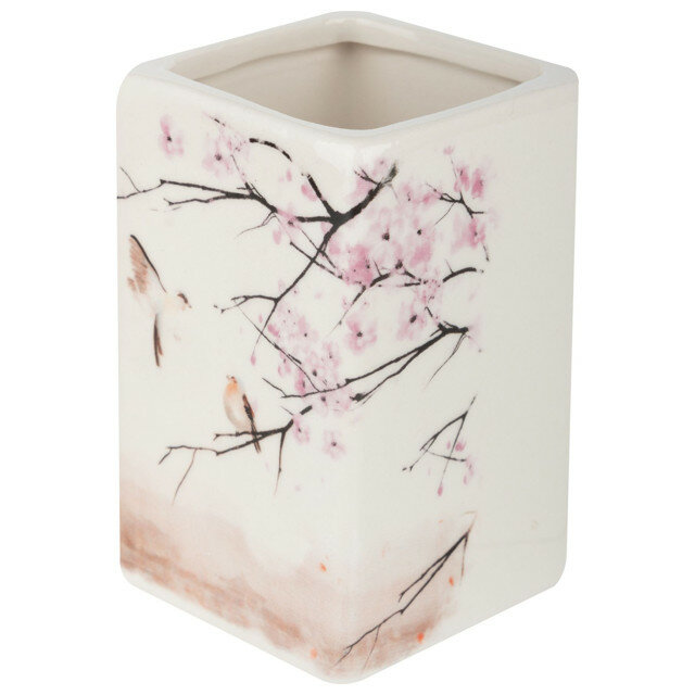 Стакан рыжий КОТ Сакура керамика белый