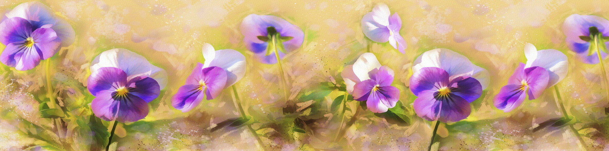 Фартук кухонный из МДФ "Анютки акварель" 2440*610*3мм.