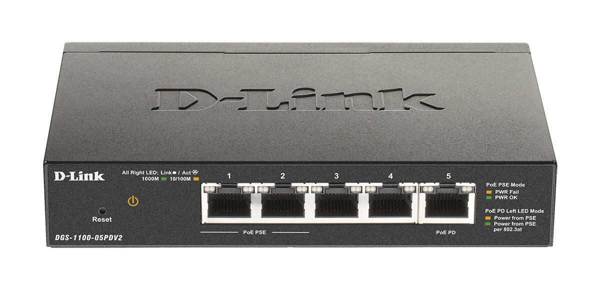 Настраиваемый коммутатор L2 D-link (DGS-1100-05PDV2)