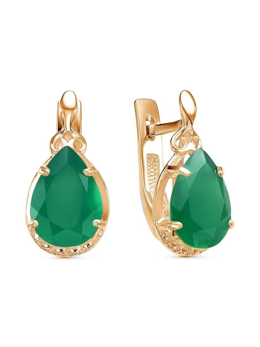 Серьги, красное золото, 585 проба, бриллиант, агат