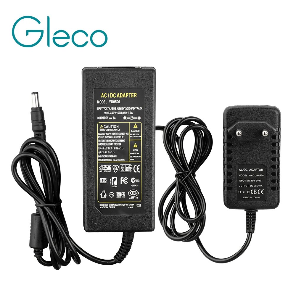 Gleco Трансформатор освещения 5В 2А 3А 6А 8А EU plug, 5V 6A