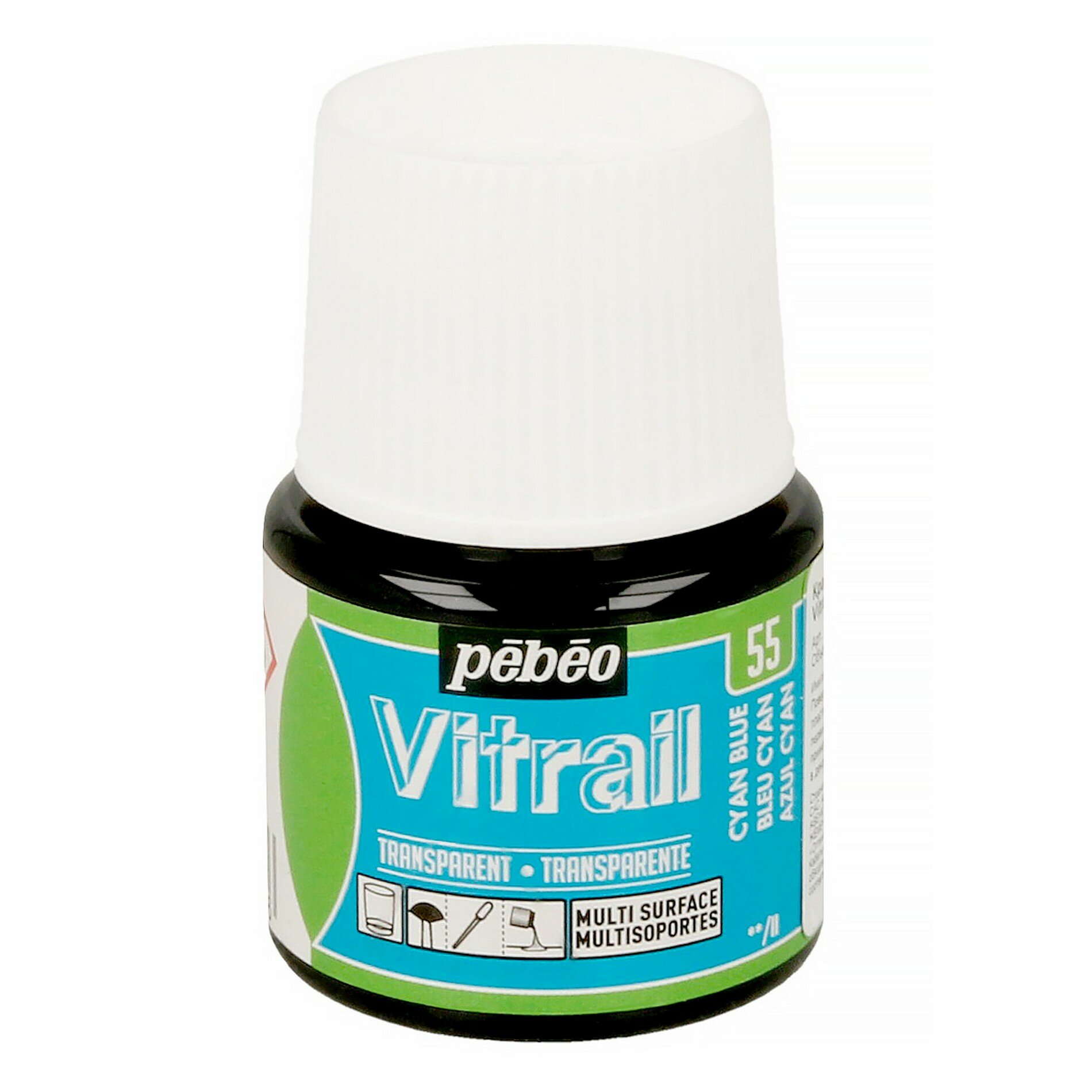 Краска для стекла и металла Vitrail лаковая прозрачная 45 мл, цв. циан синий