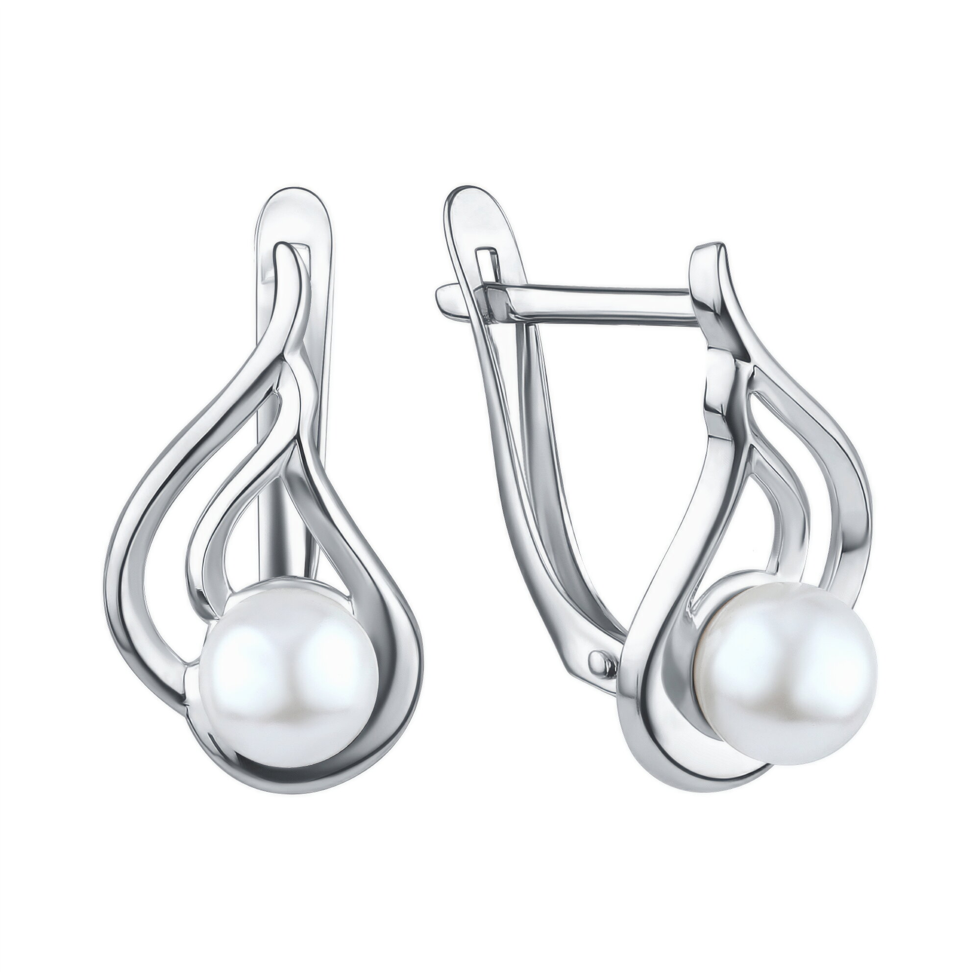 Серьги, серебро, 925 проба, родирование, жемчуг