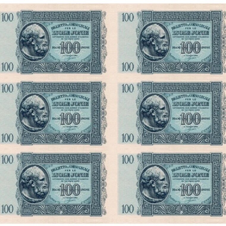 Блок-сцепка банкнот Греции 100 драхм 1941, сувенирная копия, банкноты и купюры редкие коллекционные