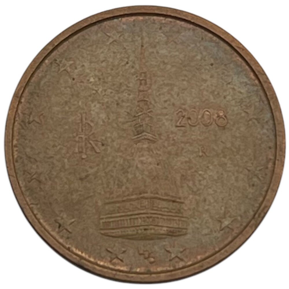 Италия 2 евроцента 2008 г.