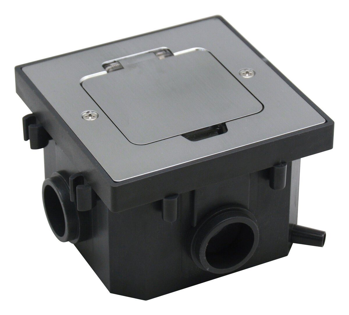 Лючок для установки 1 модуля 45х45мм, IP44, квадратный, с квадратной крышкой, цвет полированное серебро, Donel