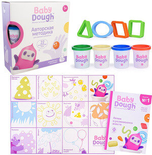 *Набор д/творч(DODOUGHkits) Развивающий набор Мягкое тесто д/лепки Baby Dough 1+ [тесто для лепки; журнал; игровое поле; формочки] (BD042)