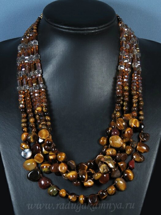 Колье, тигровый глаз