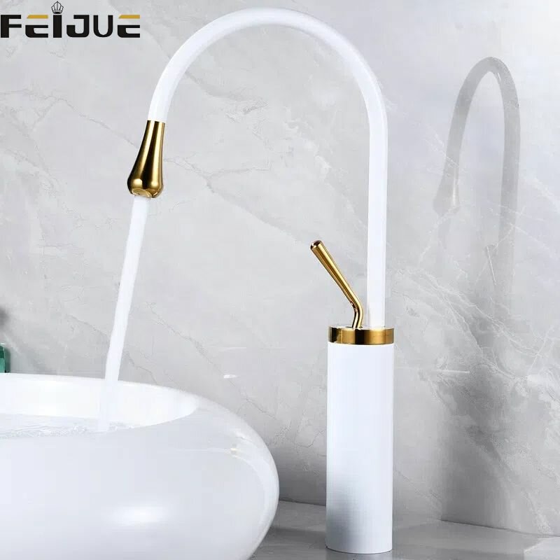 Смеситель для накладной раковины в ванную высокий, Кран для раковины в ванной, Смеситель для раковины в ванной