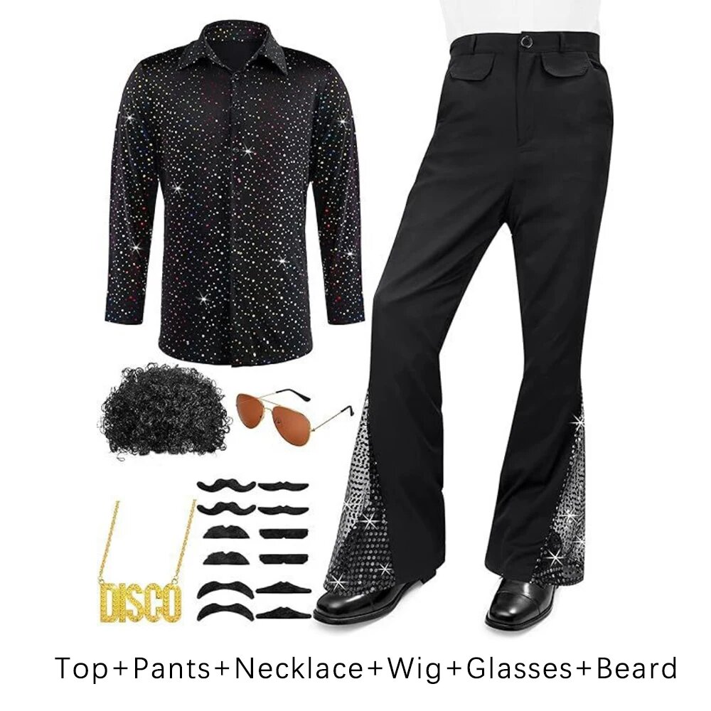 Костюм COSREA Ретро Диско Хиппи для взрослых L, Full Sets
