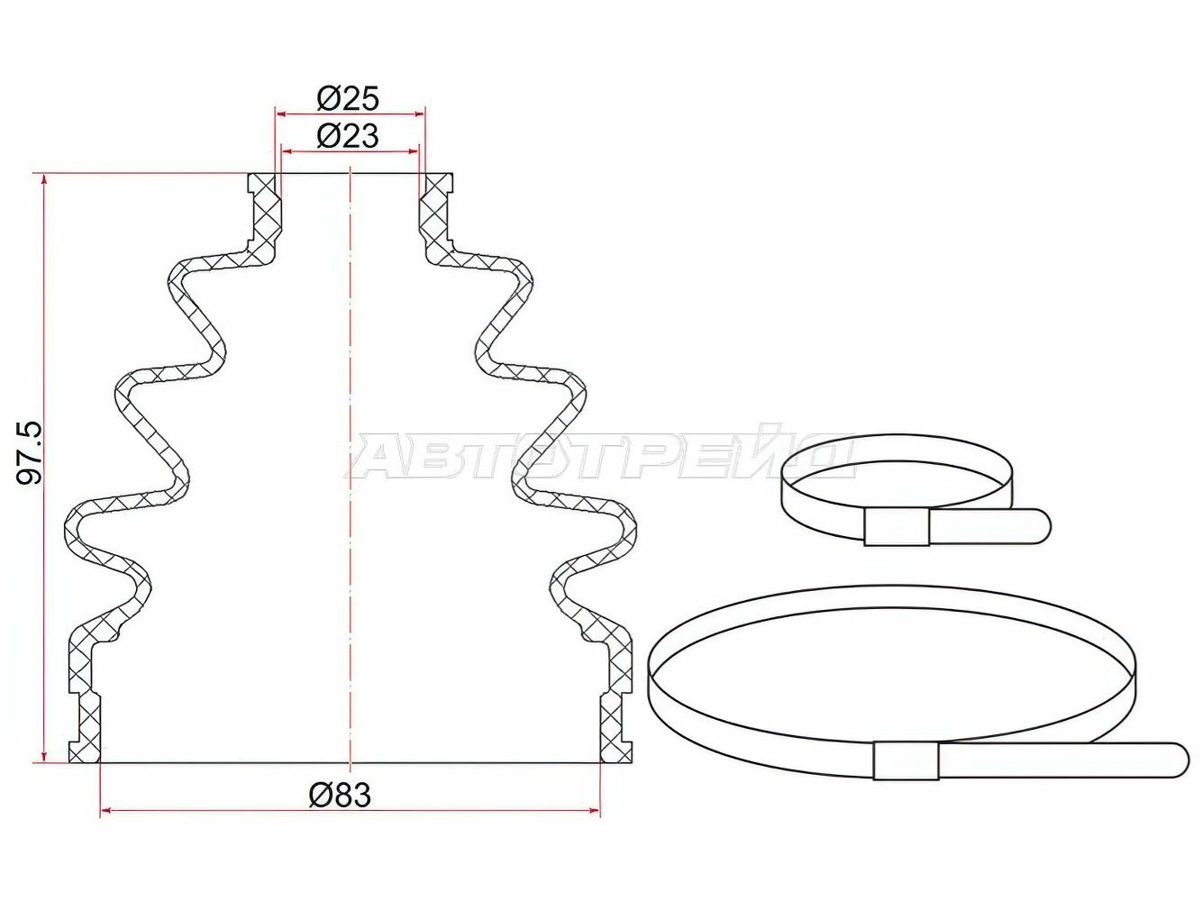 Пыльник ШРУС наружный передний, 2 хомута для Хонда Аккорд, Срв, Цивик арт C1001 SAT
