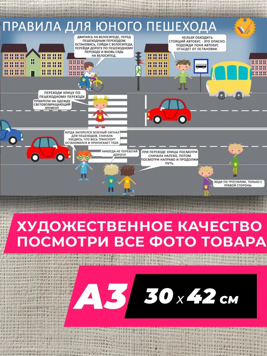 Плакат правила дорожного движения на стену A3