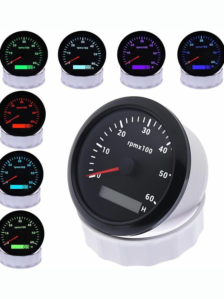 Тахометр 85 мм на 6000 об/мин с 7-цветной подсветкой, счетчик моточасов, для морских лодок, автомобилей