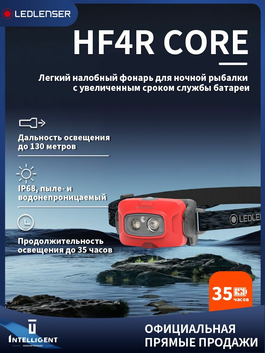 LED Lenser HF4R CORE Аккумуляторный водонепроницаемый налобный фонарь с ультрадлинным сроком службы батареи Ультралегкий