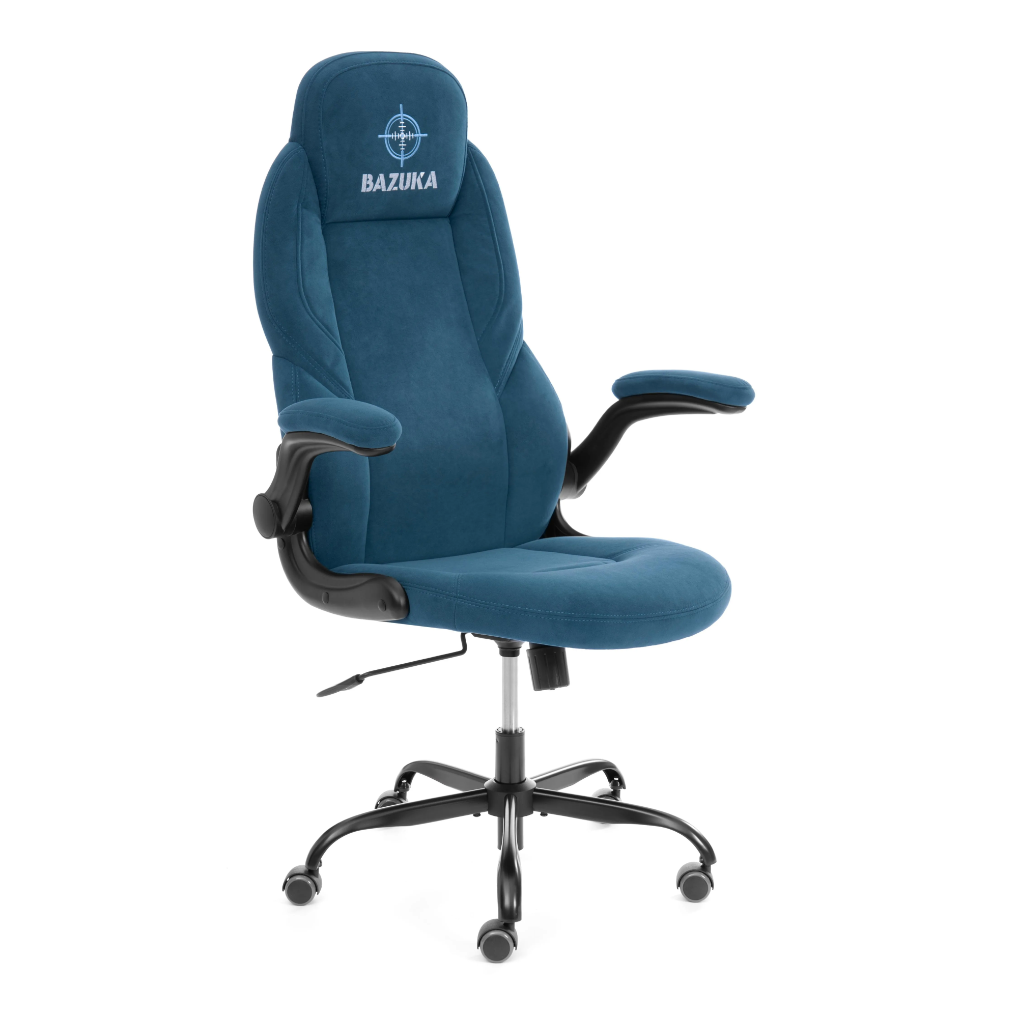 Кресло BAZUKA Tetchair синий, велюр и металл и пластик, мягкое сиденье, с подлокотниками