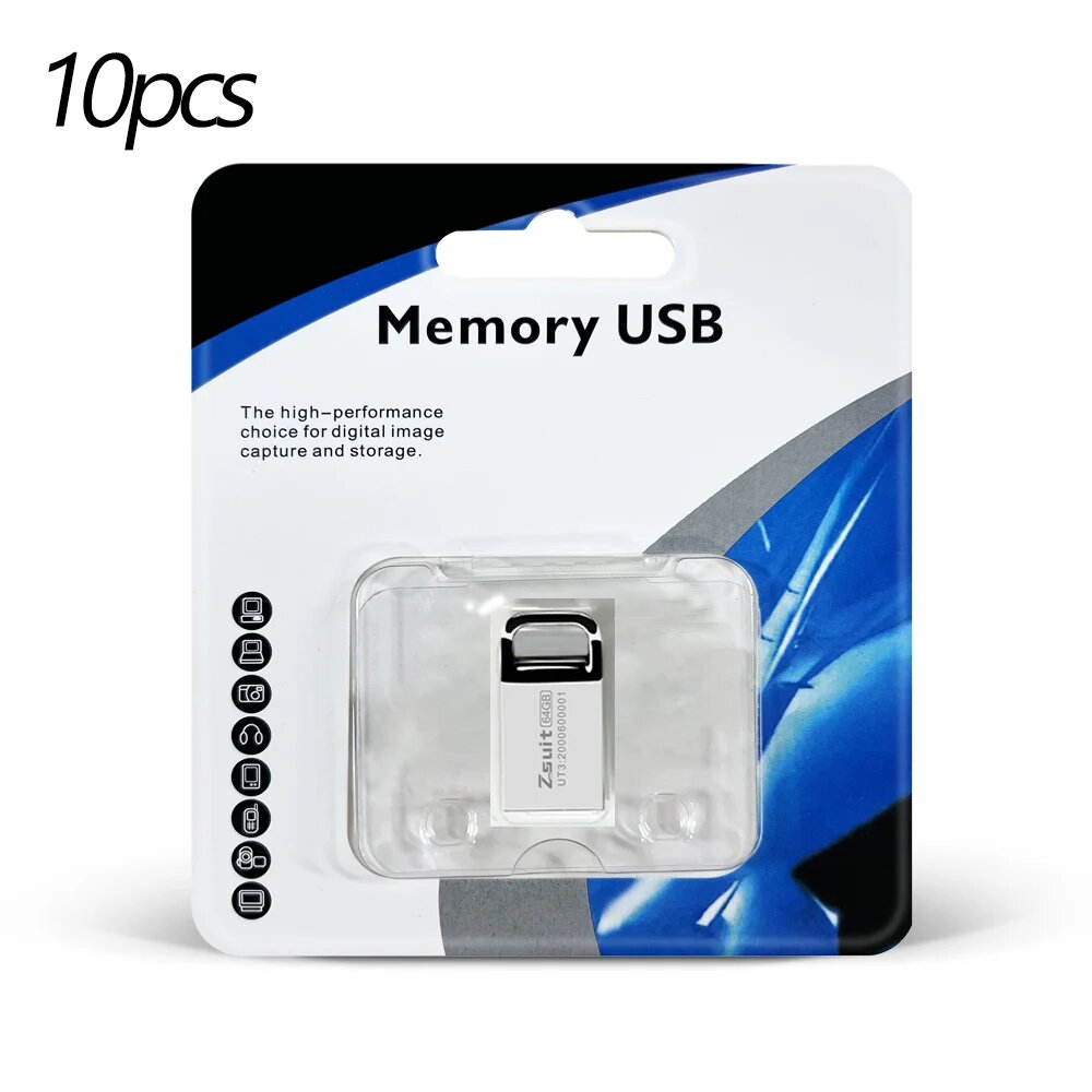 Zsuit 10 шт. мини-USB-флешка 32 ГБ PenDrive Tiny Pen Drive 64 г 128 ГБ U-образный диск U-диск Memory Stick Usb Маленькие устройства хранения данных, Серебристый, 4 ГБ