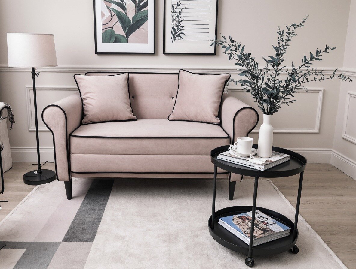 Раскладной диван "Джун мини" ДиванРус, 134*82 см, аккордеон, велюр, бежево-розовый