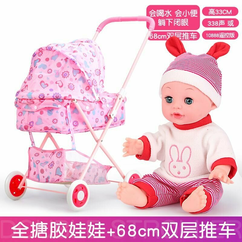 Большая игрушечная коляска, детская утолщенная коляска с кукольным игровым домиком, игрушечная девочка, детский сад