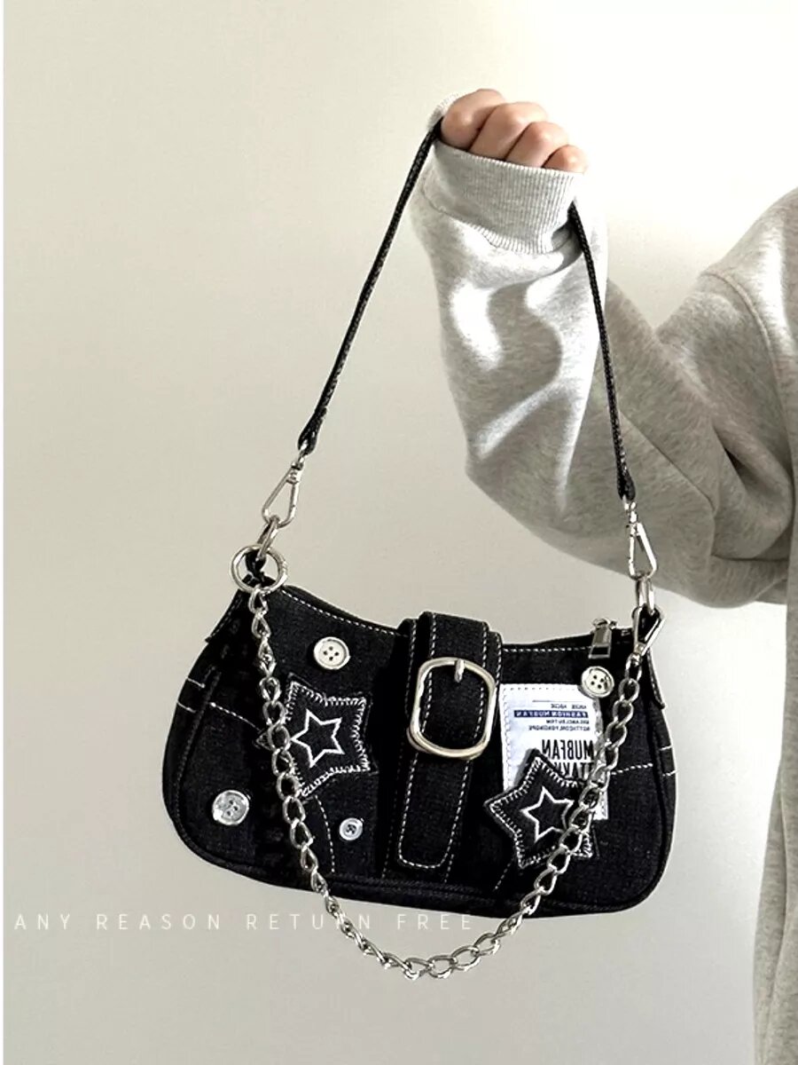 Сумка y2k джинсовая багет — фото 1