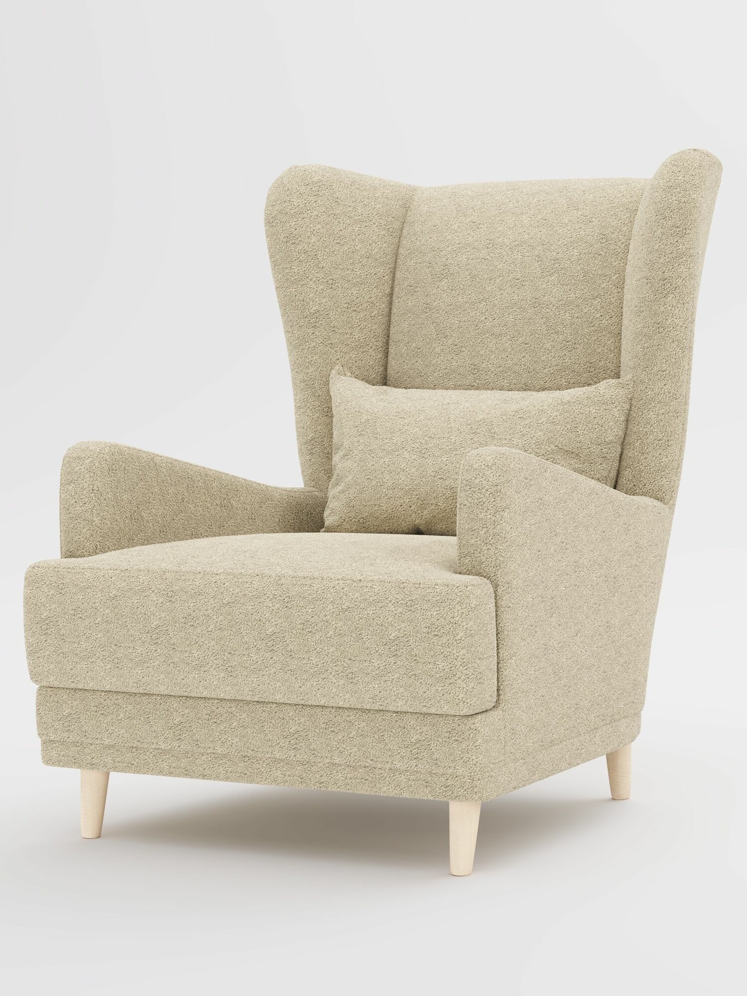 Кресло мягкое для дома, отдыха в гостиной Марсель от W&B, искусственный мех, цвет: бежевый