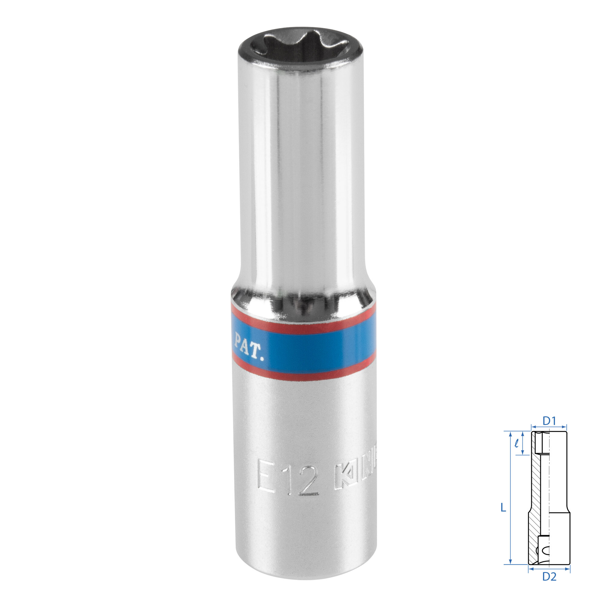 Головка торцевая TORX Е-стандарт 3/8", E12, L = 63 мм KING TONY 327512M — фото 1