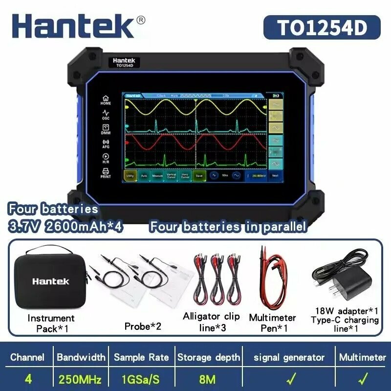 Hantek TO1254D Четырехканальный Полоса пропускания 250MHz Частота дискретизации 1 GSa/s