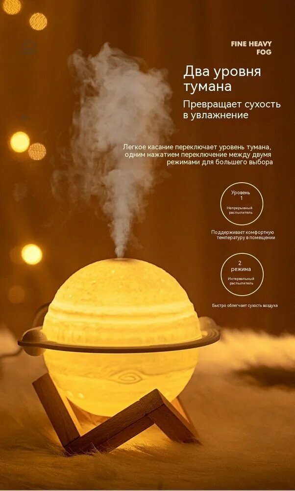 Увлажнитель воздуха mini加湿器夜灯 Jupiter, настольный, с ночником, USB