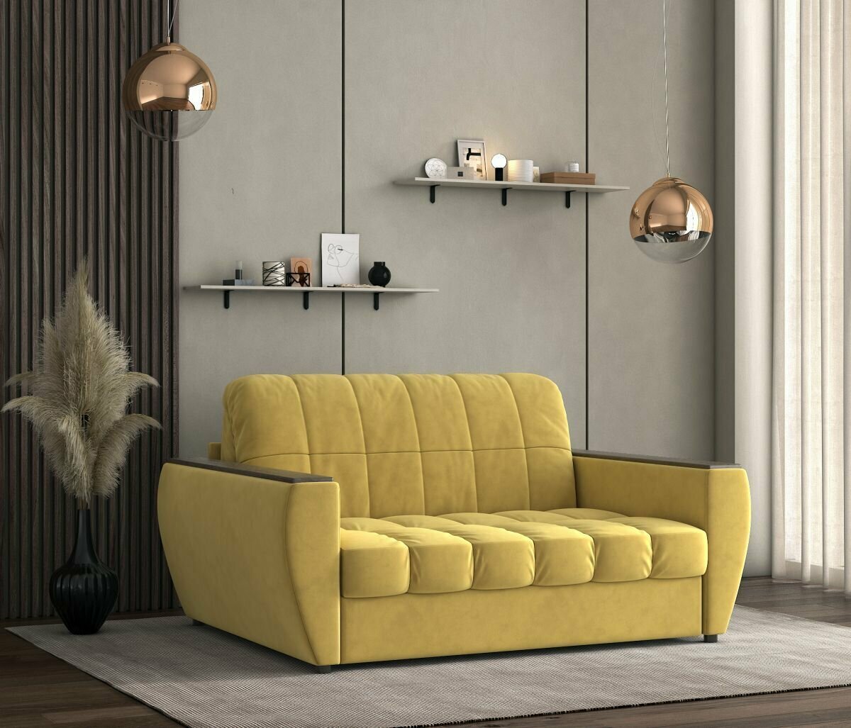 Диван прямой аккордеон, Белла желтый 120