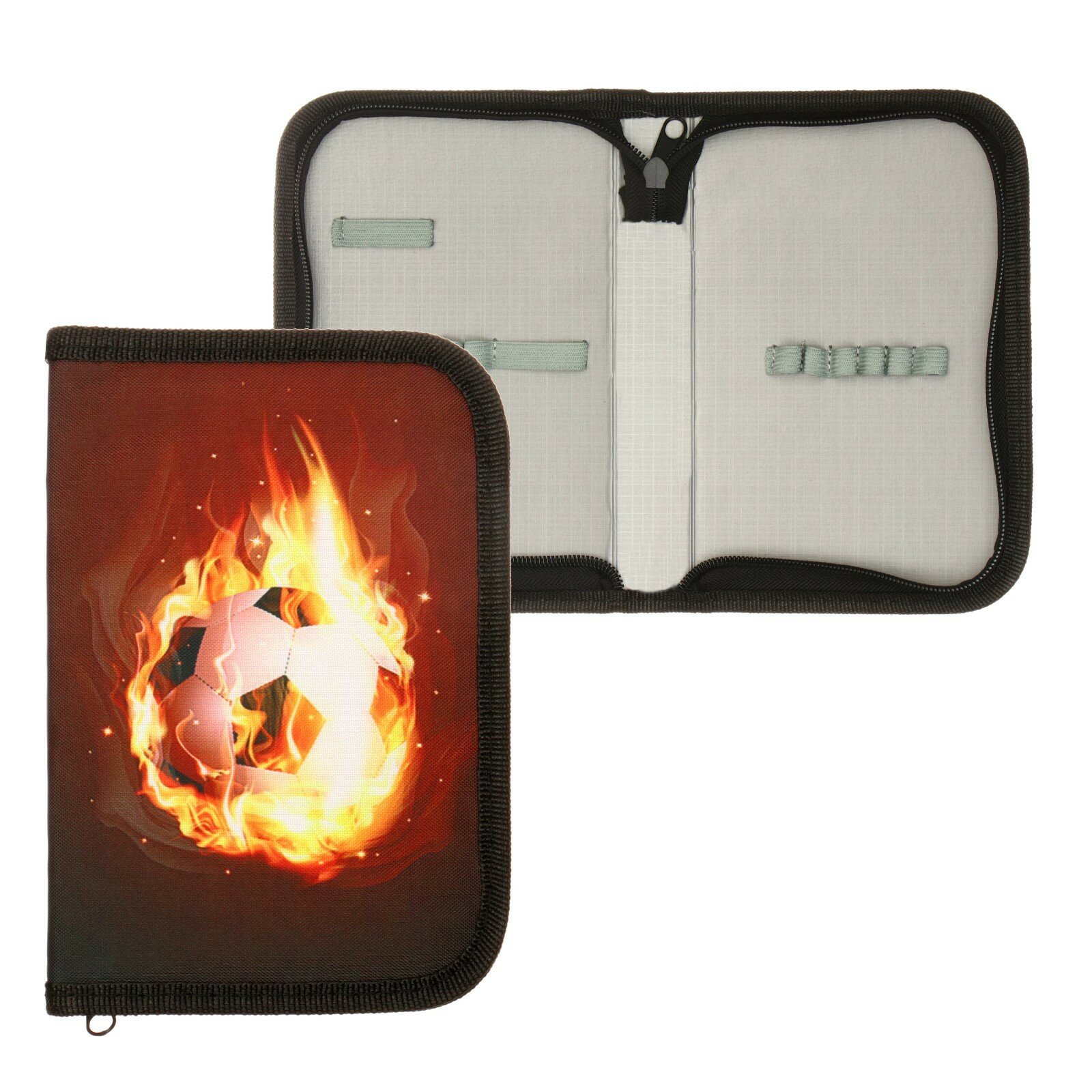 Пенал школьный Calligrata «Мяч», 13×19.5 см, 1 отделение, на молнии, ткань, коричневый