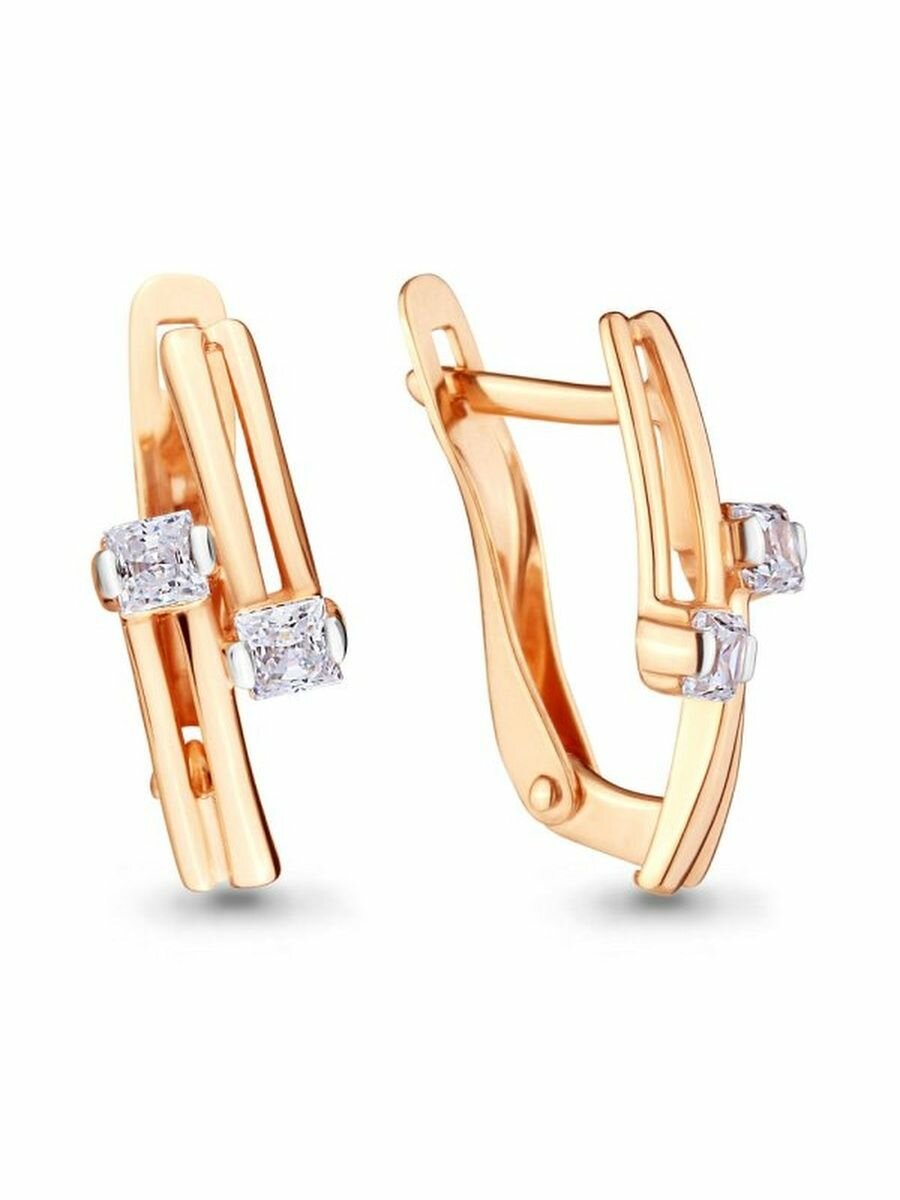 Серьги, красное золото, 375 проба, фианит
