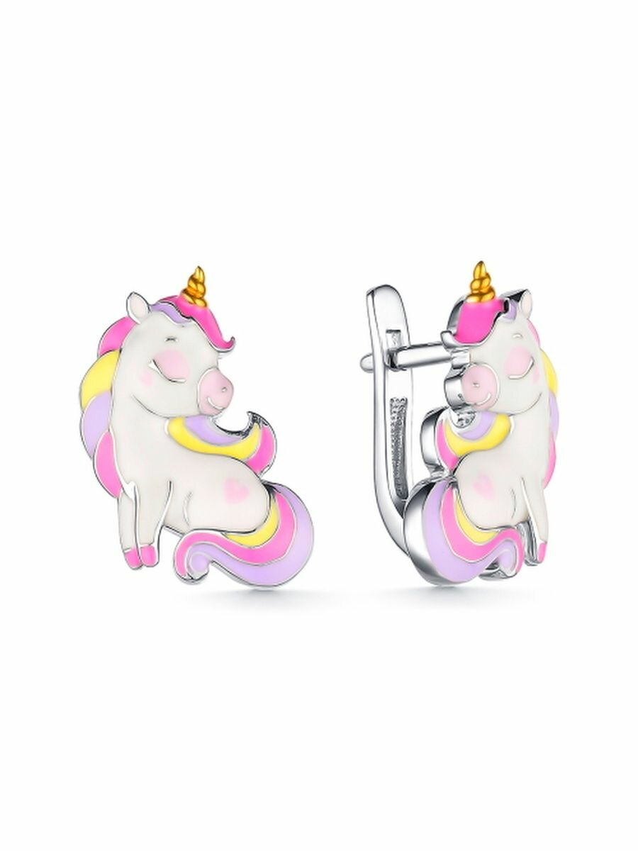 Серьги, серебро, 925 проба, родирование, эмаль