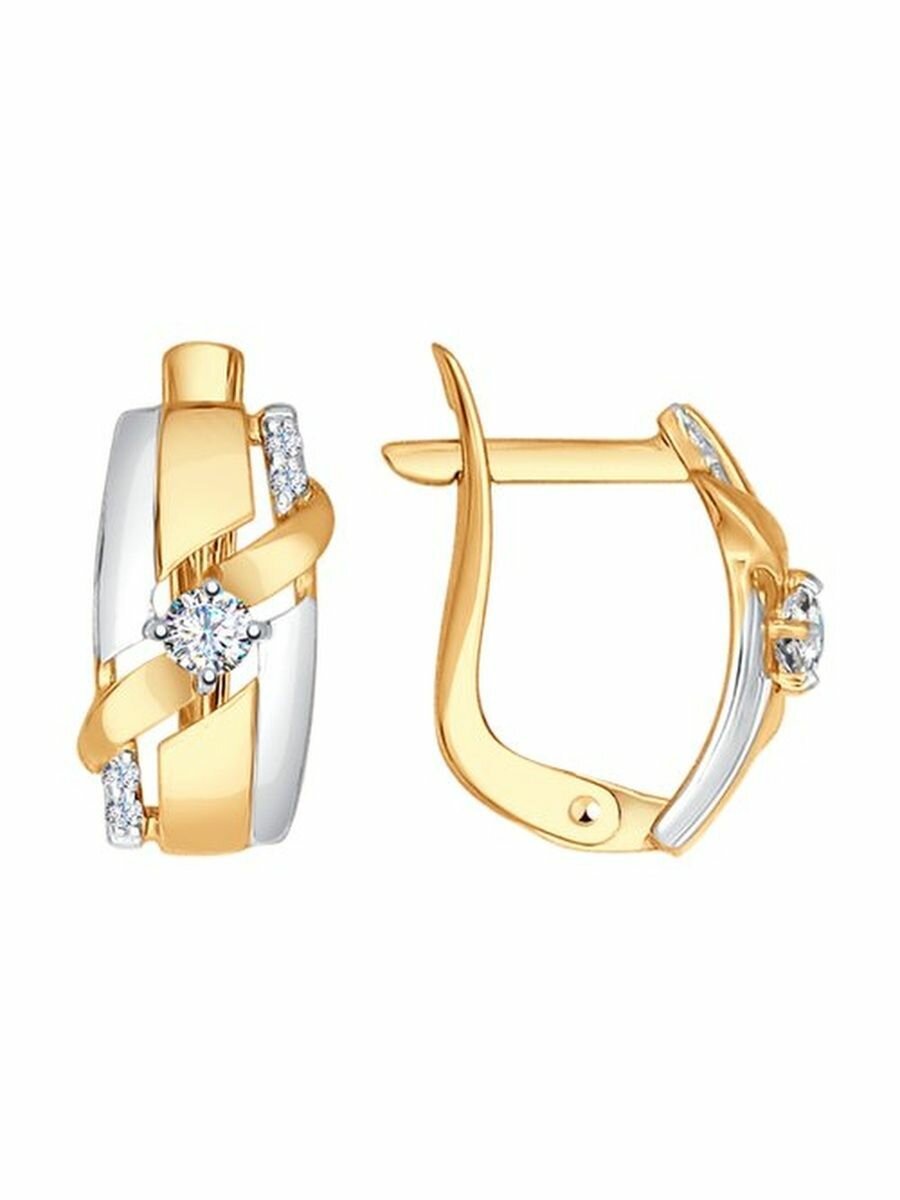 Серьги, красное золото, 375 проба, фианит