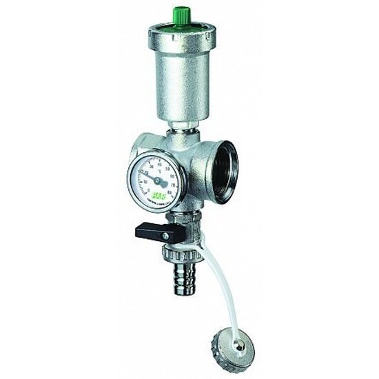 Узел с воздухоотводчиком Far 1 1/4"(ВР-ВР), термометром (0-80) и сливной кран