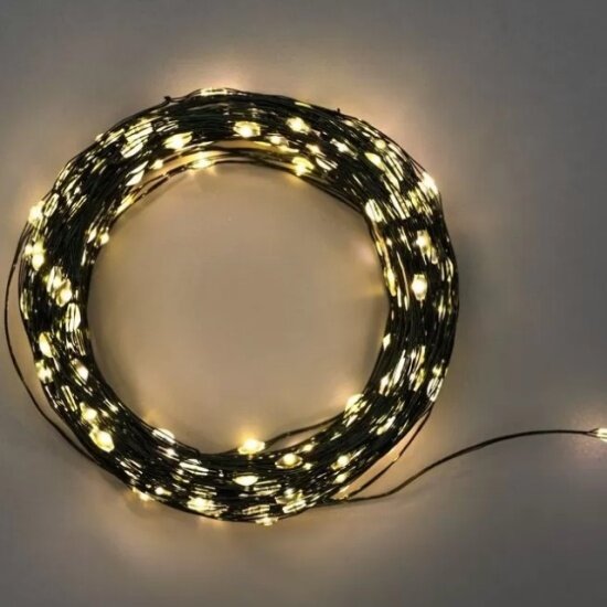 Светодиодная гирлянда Neon-night "Роса" 30 м, 300 тепло-белых светодиодов, гибкий провод (303-276)