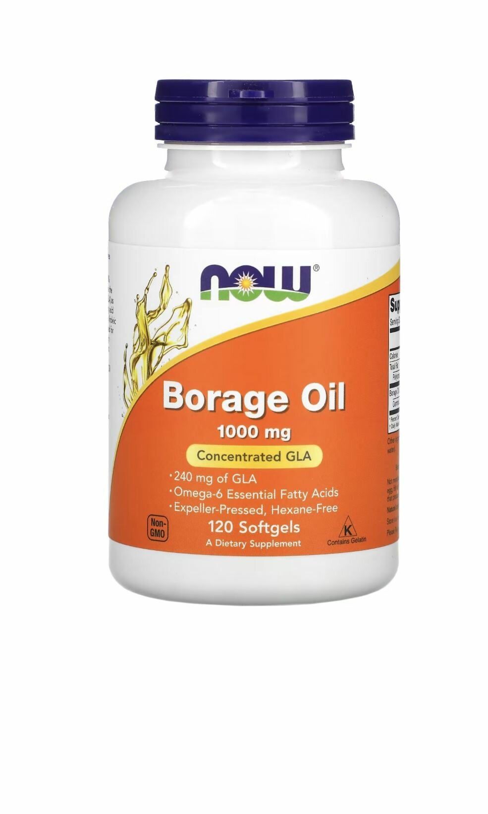 Масло Бурачника NOW Borage Oil 1000 mg 120 капсул