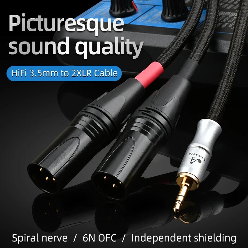 Hi-Fi 3.5mm to 2 XLR кабель, 0.5m, черный