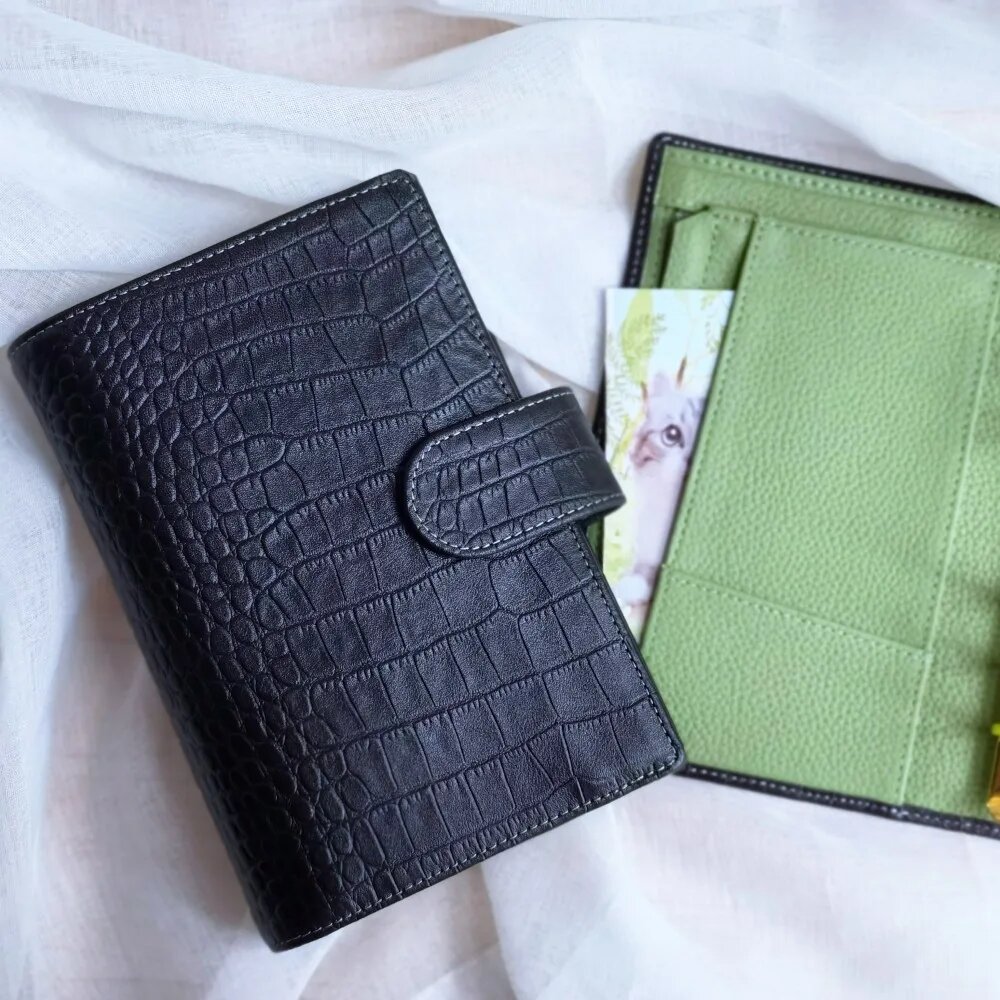 Блокнот JILLARGEAN A6 из натуральной кожи Black and Green