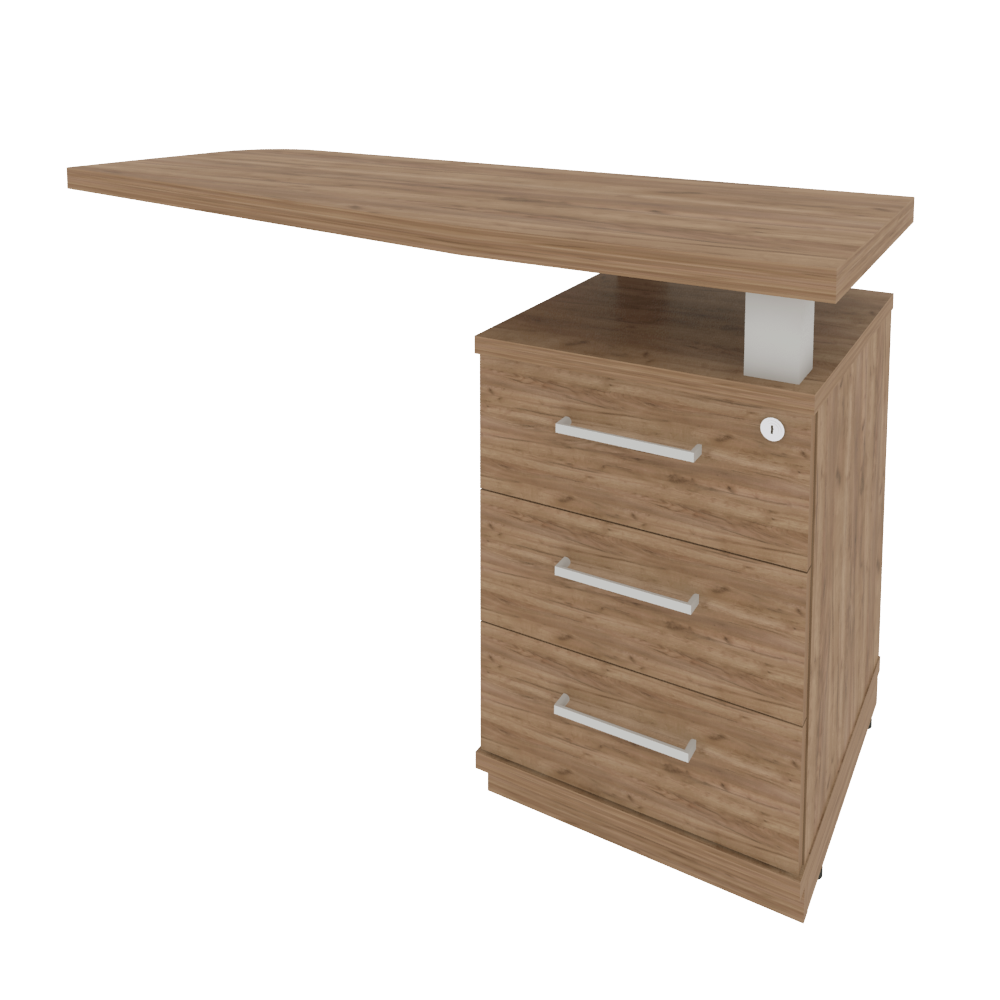 Тумба приставная с топом для криволинейного стола правая. Фёст/First Riva KTP-2 R 1300х500х765 Дуб Табак